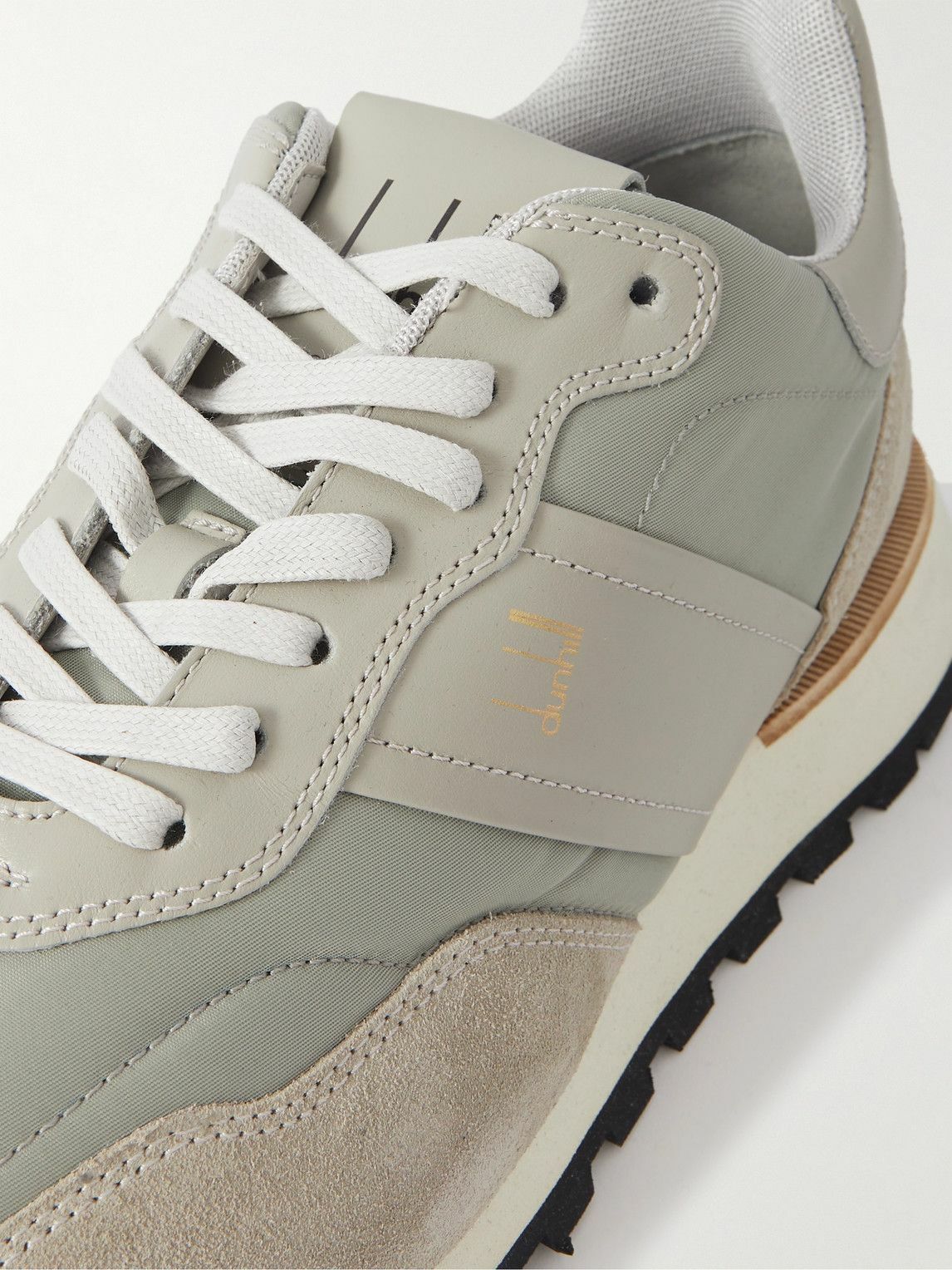 Dunhill - Legacy Runner Suede-Trimmed Leather and Nylon Sneakers - Gray ...