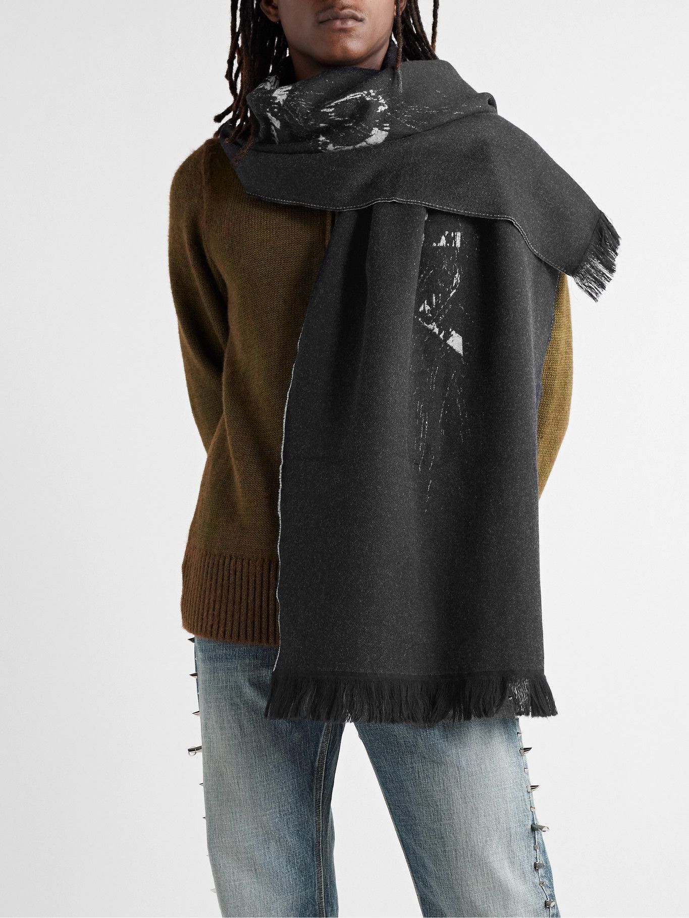 Givenchy - Fringed Logo-Jacquard Wool Scarf Givenchy