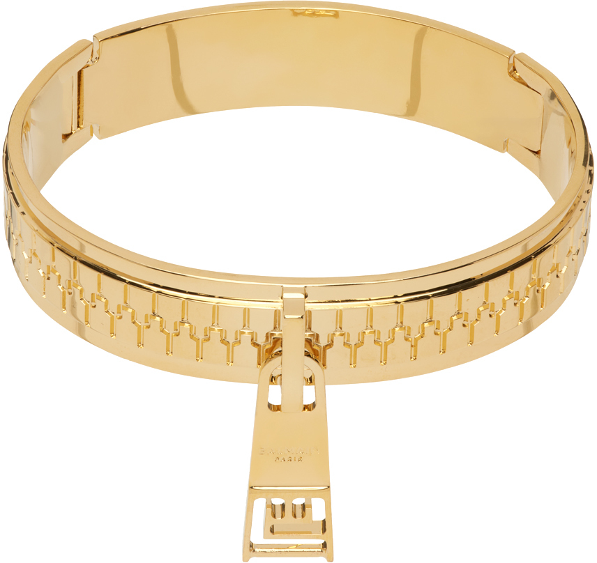Balmain Gold Zip Cuff Bracelet Balmain