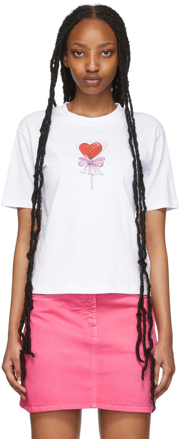 MSGM White Heart Lollipop T-Shirt MSGM
