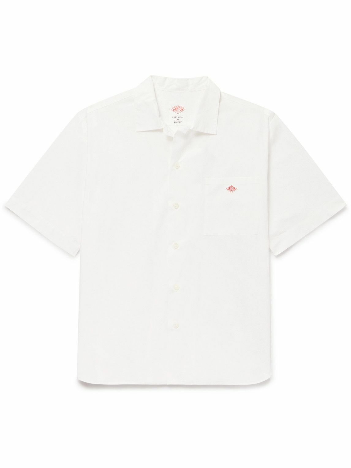 Danton - Logo-Embroidered Cotton-Poplin Shirt - White Danton