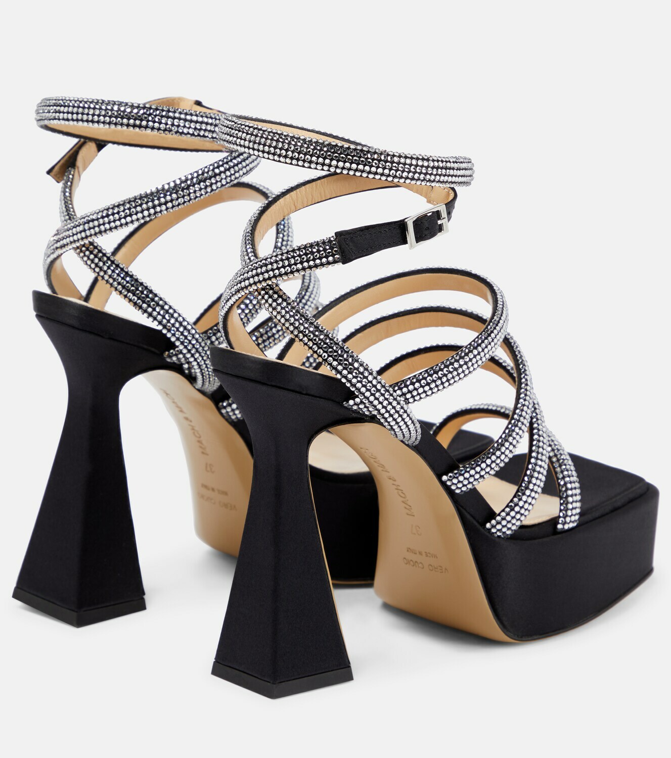 Mach & Mach - Sydney embellished satin platform sandals MACH & MACH