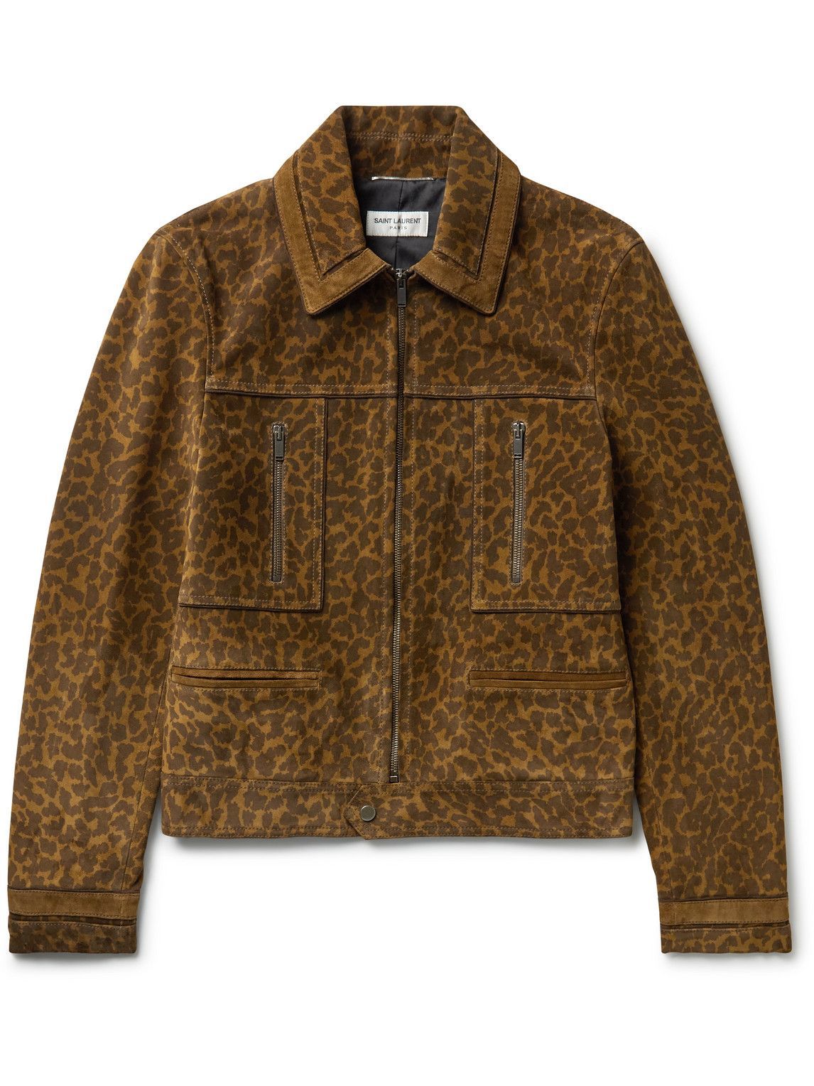 SAINT LAURENT - Leopard-Print Suede Jacket - Brown Saint Laurent