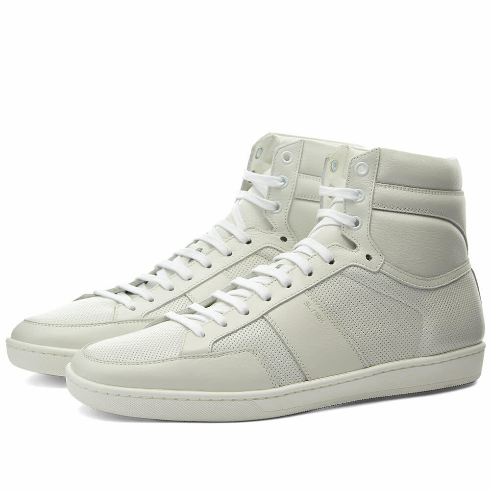 Saint Laurent Men's SL10H Leather Hi-Top Sneakers in Optical White ...