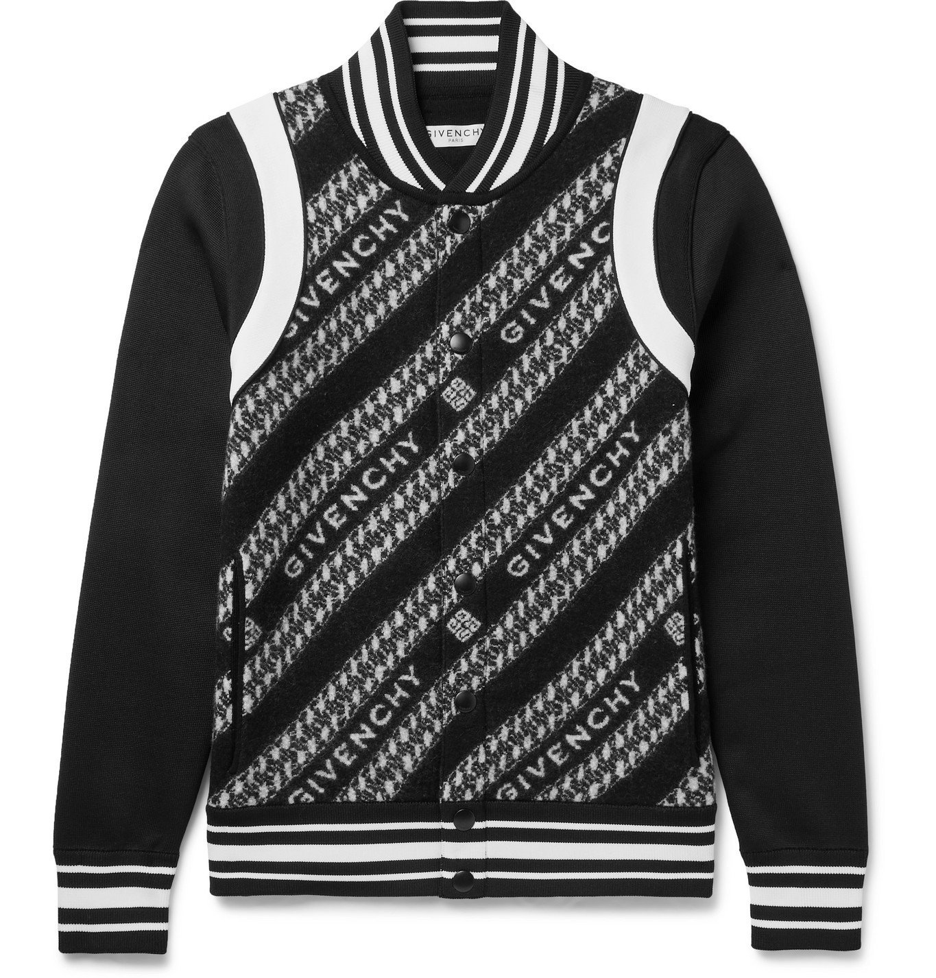 GIVENCHY - Slim-Fit Logo-Jacquard Wool and Tech-Jersey Bomber Jacket ...