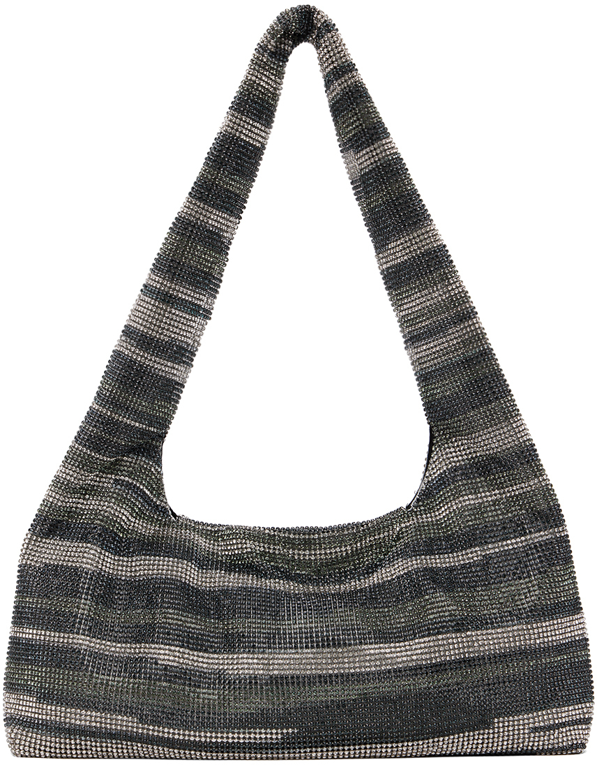 KARA Gray Crystal Mesh Armpit Bag Kara