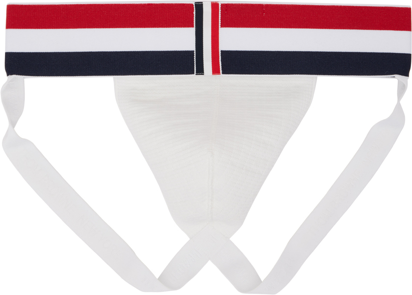 Thom Browne White Textured Jockstrap Thom Browne