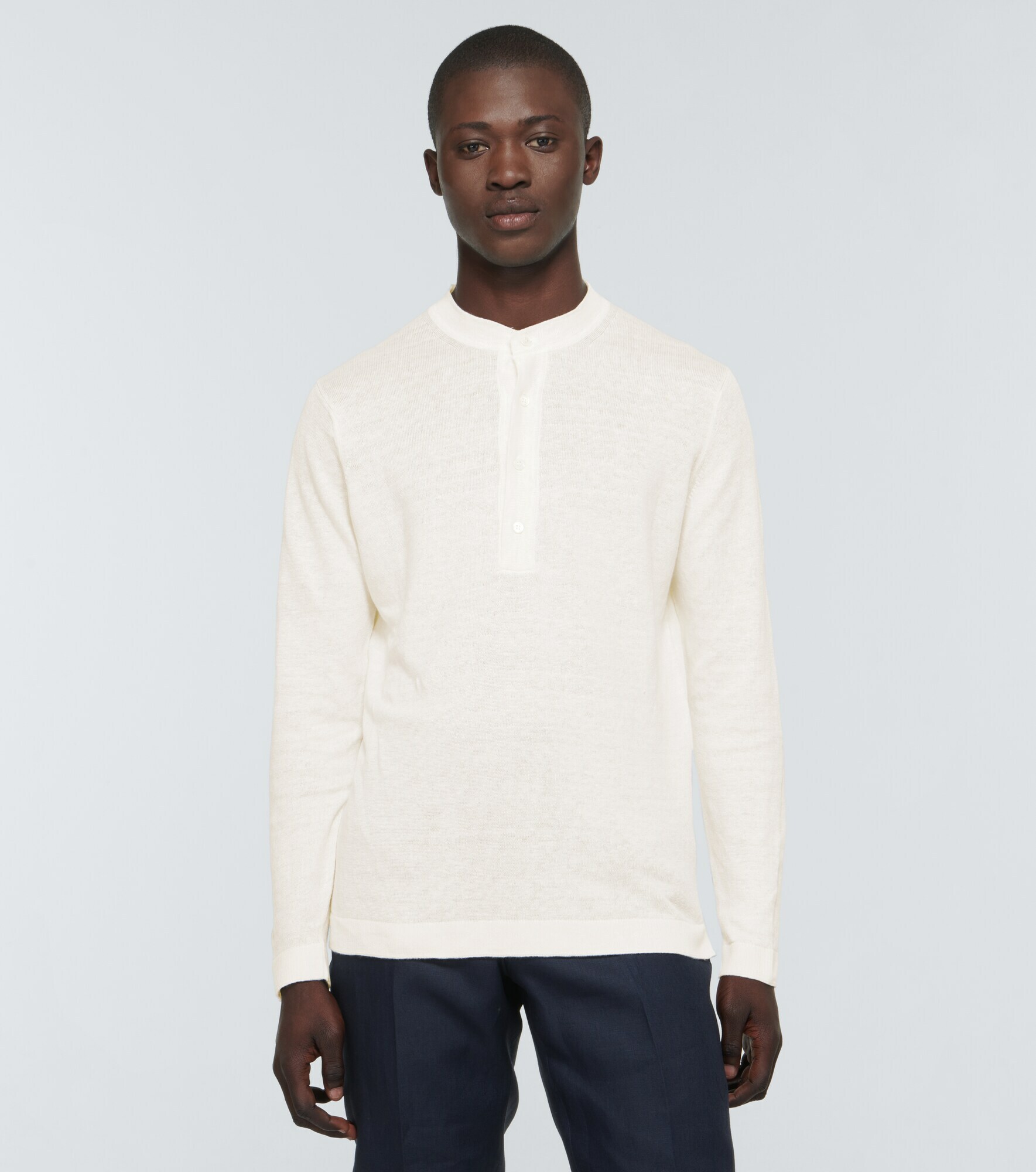 Thom Sweeney - Linen Henley shirt Thom Sweeney