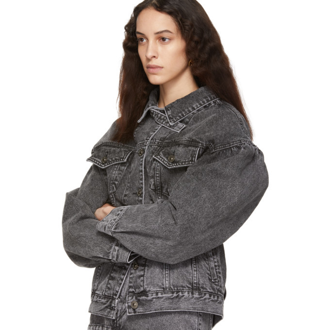 Pushbutton Black Denim Cinched Jacket Pushbutton