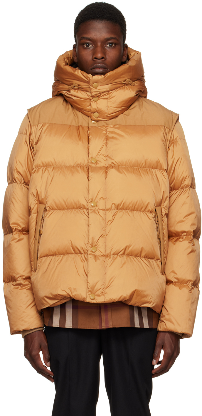 Burberry Tan Quilted Down Jacket Burberry