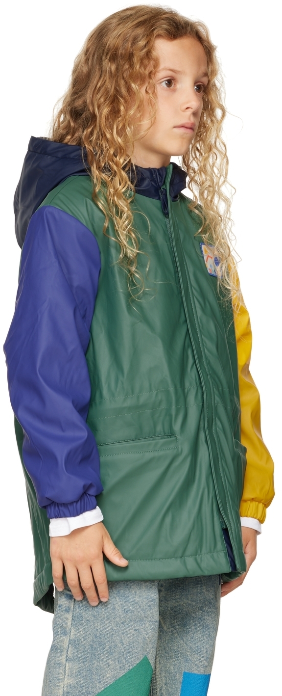 Bobo Choses Kids Green Colorblock Raincoat Bobo Choses