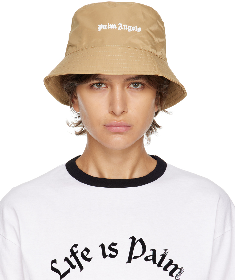 Palm Angels Beige Classic Logo Bucket Hat Palm Angels