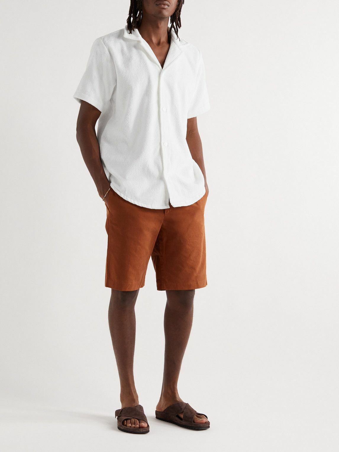 OAS - Cuba Camp-Collar Cotton-Terry Shirt - White OAS