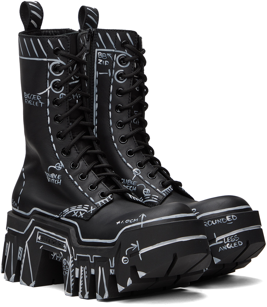 Balenciaga Black Bulldozer Lace-Up Boots Balenciaga