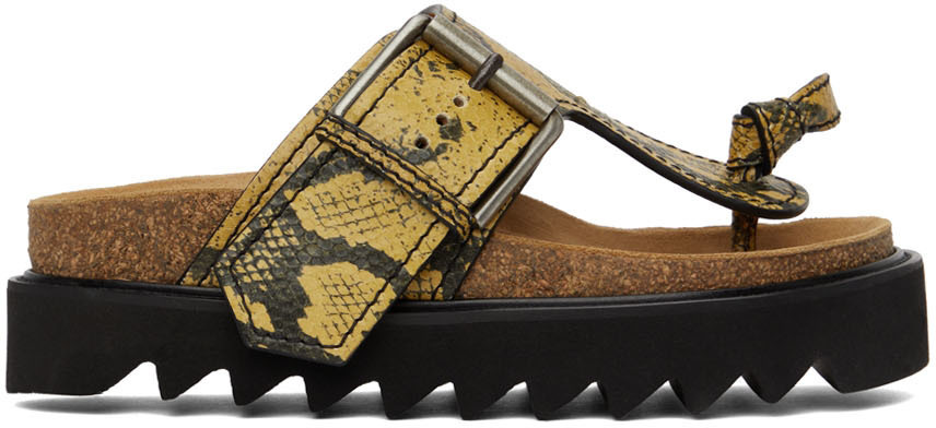 Acne Studios Yellow Snake Flat Sandals Acne Studios