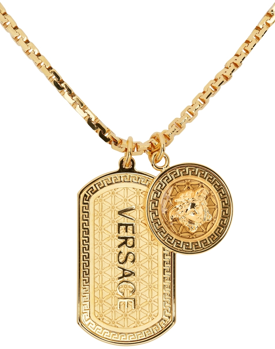 Versace Gold Medusa Tag Necklace Versace