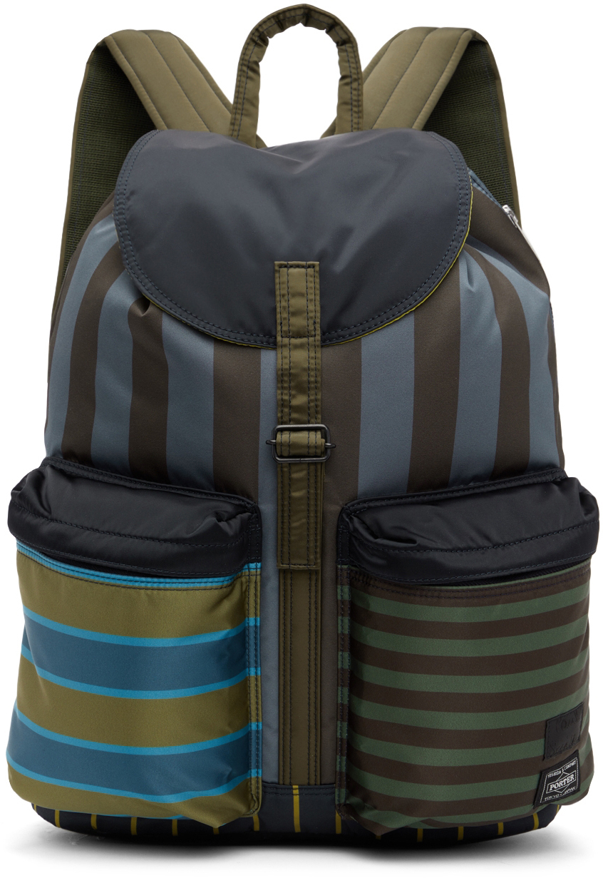 Paul Smith Blue & Khaki Porter-Yoshida & Co. Striped Backpack Paul Smith