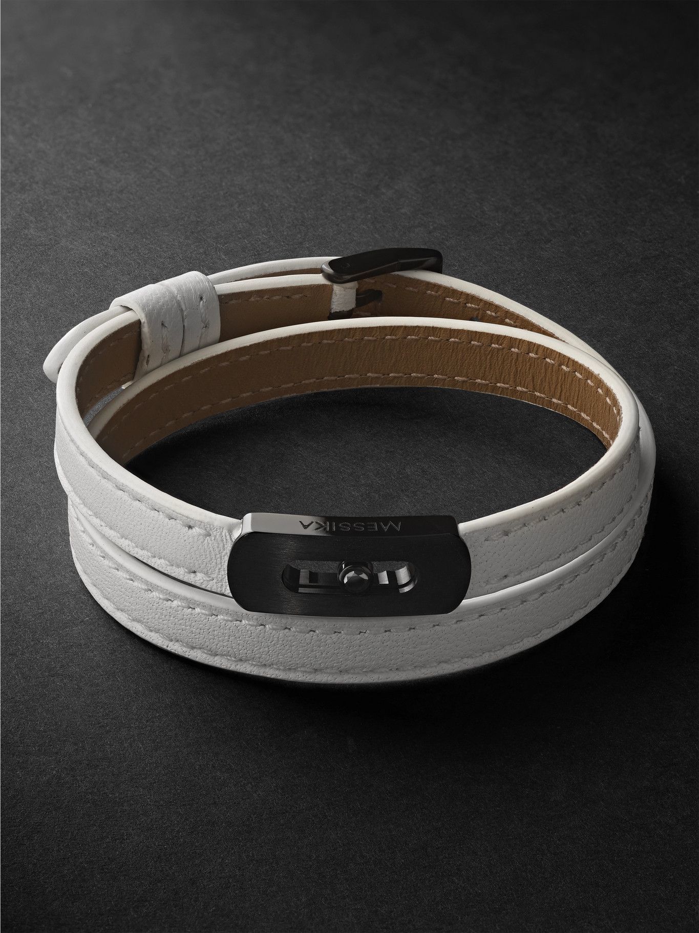 Messika - DLC-Coated Titanium and Leather Bracelet - White Messika