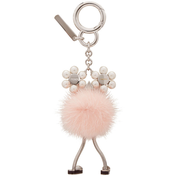 Fendi Pink Pearl and Fur Chick Keychain Fendi