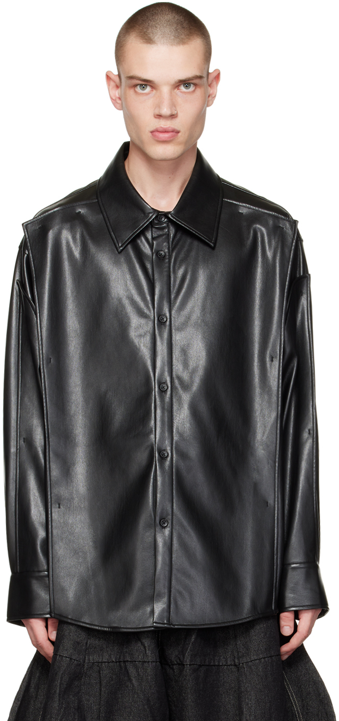 Chen Peng Black Pure Light Faux-Leather Shirt Chen Peng