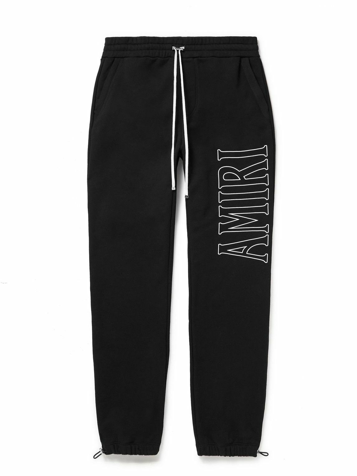 AMIRI - Zoltar Tapered Logo-Print Cotton-Jersey Sweatpants - Black Amiri