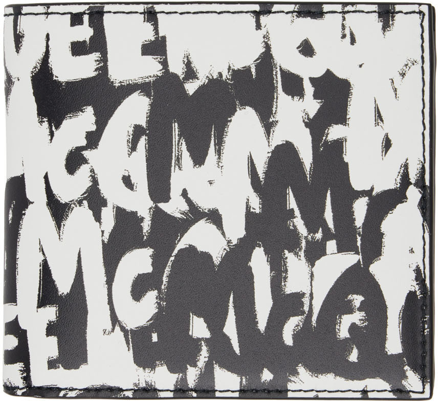 Alexander McQueen Black & White Graffiti Wallet Alexander McQueen