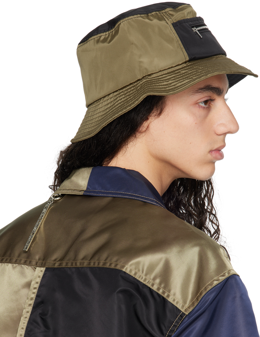 Feng Chen Wang Khaki Patchwork Bucket Hat Feng Chen Wang