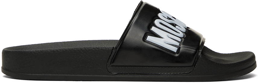 Moschino Black Pool Slides Moschino
