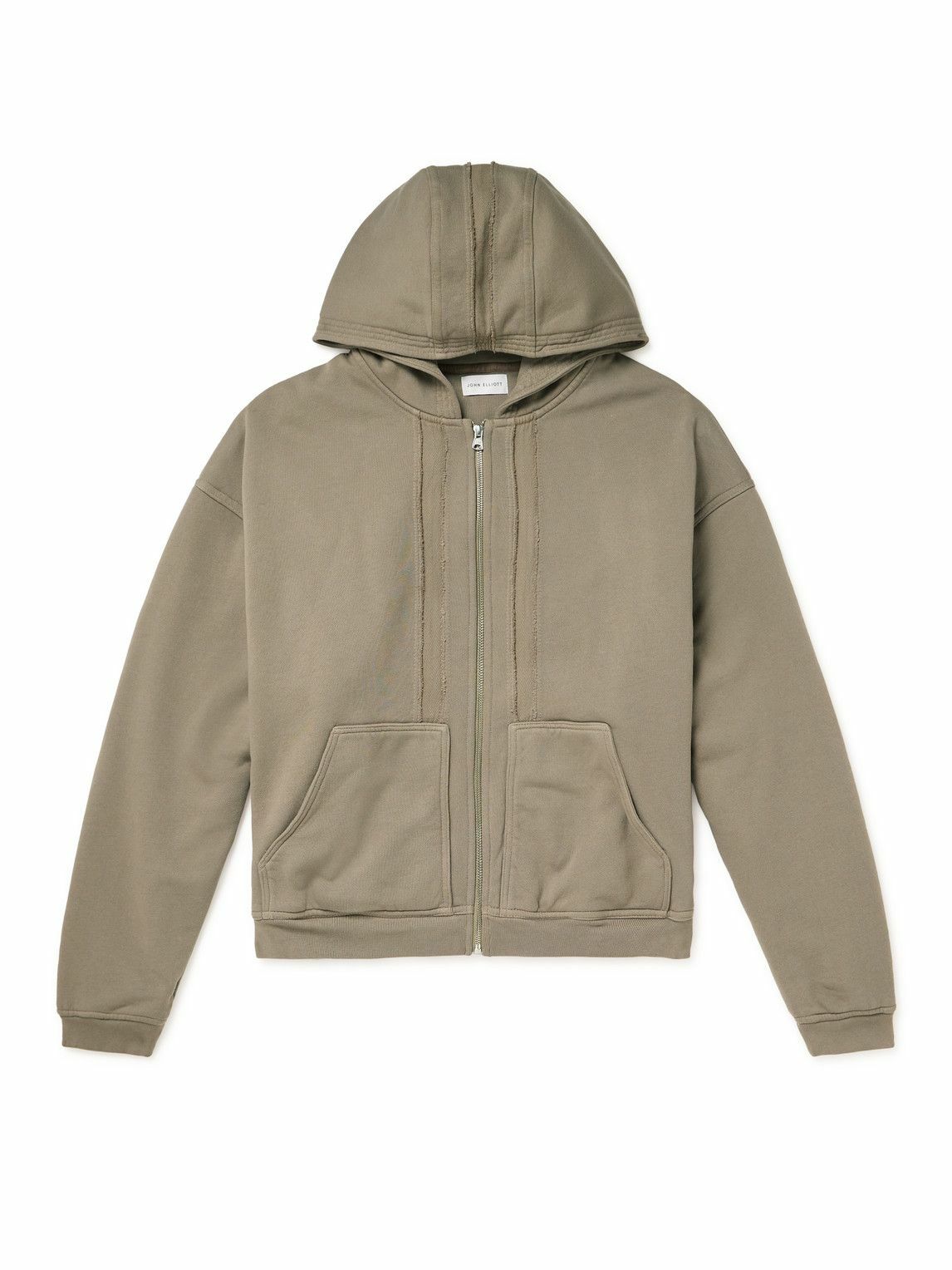 John Elliott - Frame Cotton-Jersey Zip-Up Hoodie - Brown John Elliott