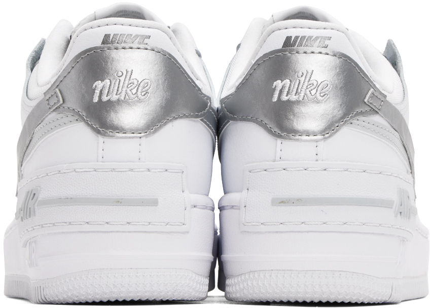 Nike White & Silver Air Force 1 Shadow Sneakers Nike
