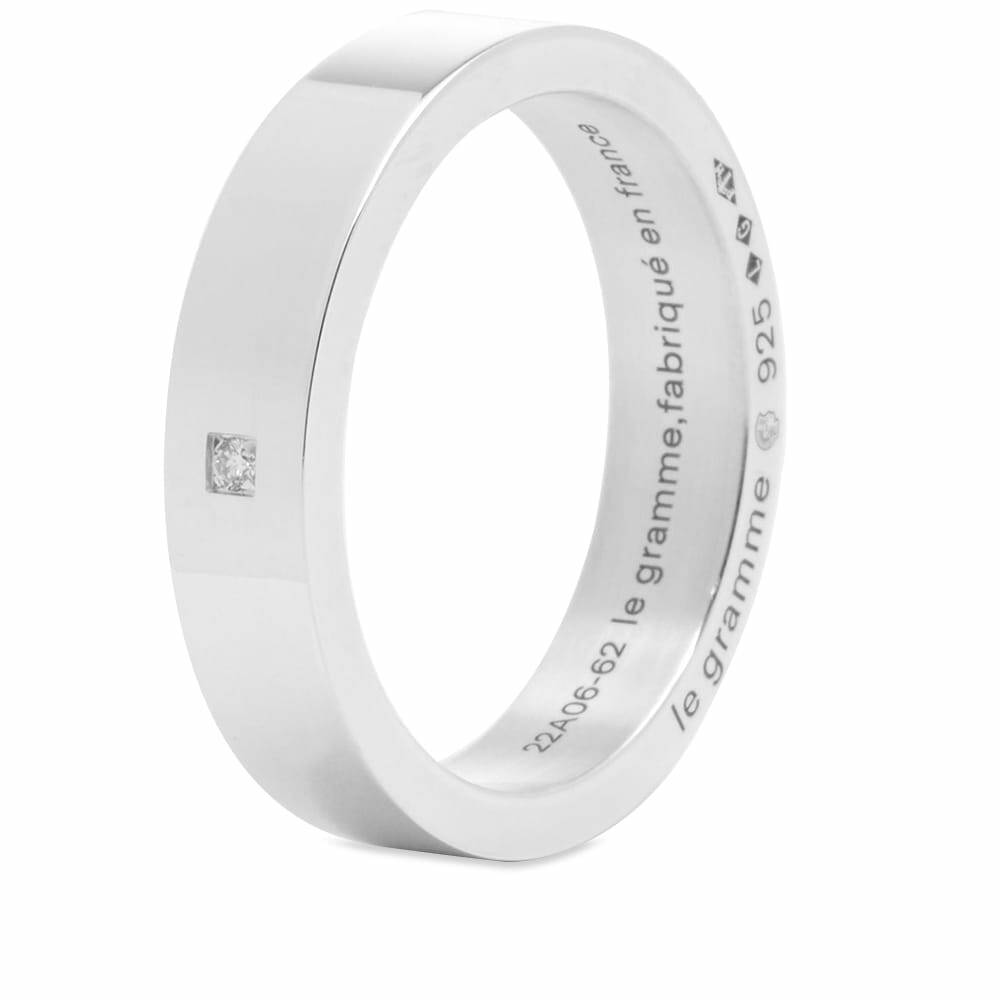 Le Gramme Men's White Diamond Ribbon Ring in Silver 7G Le Gramme