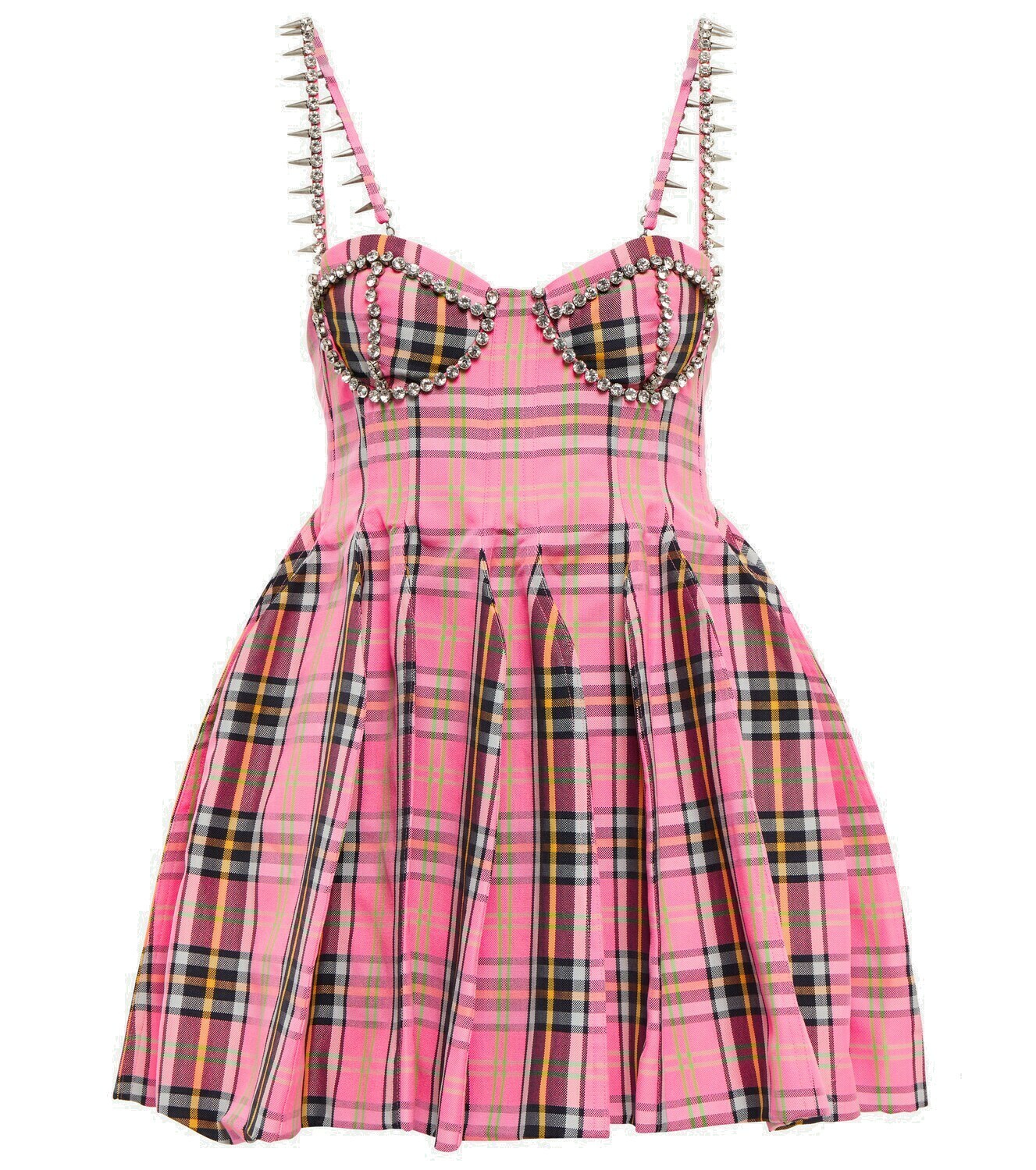 Area - Embellished plaid minidress AREA