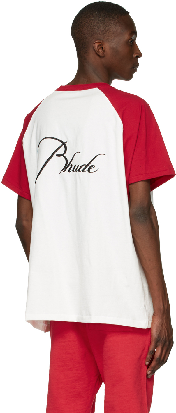 Rhude Red & White Raglan T-Shirt Rhude