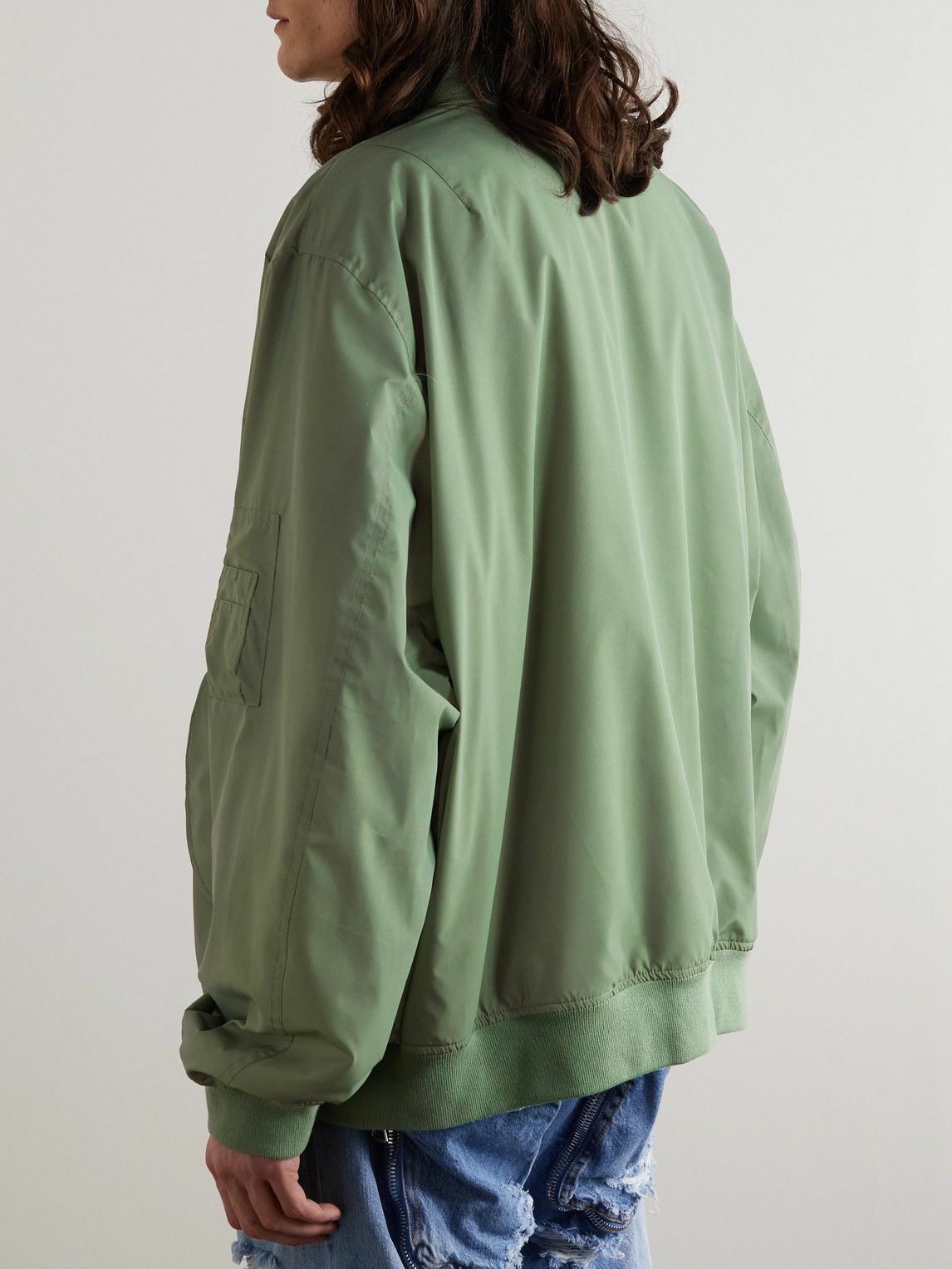 Raf Simons - Oversized Logo-Appliquéd Shell Bomber Jacket - Green Raf ...