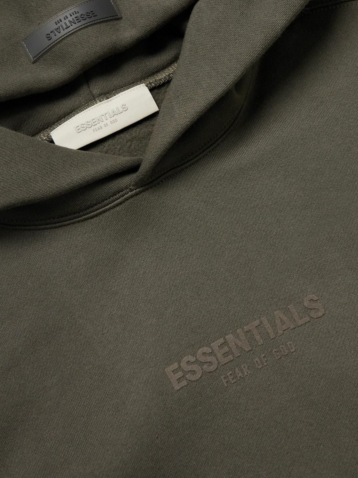 FEAR OF GOD ESSENTIALS - Logo-Flocked Cotton-Blend Jersey Hoodie ...