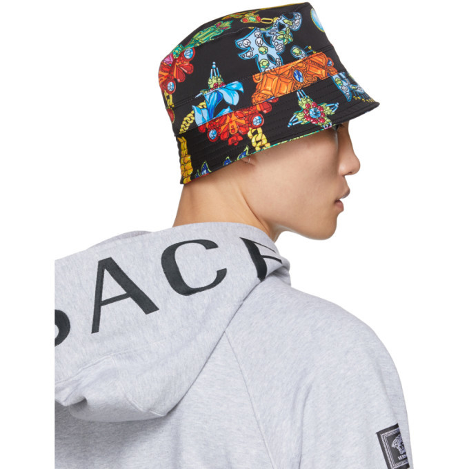 Versace Black Floral Bucket Hat Versace