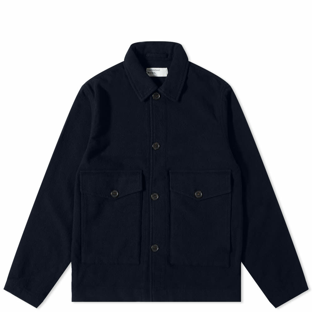 Universal Works Men's Soft Wool Watchman II Jacket in Navy Universal Works