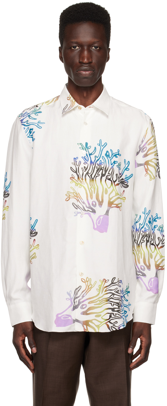 Paul Smith White Coral Print Shirt Paul Smith