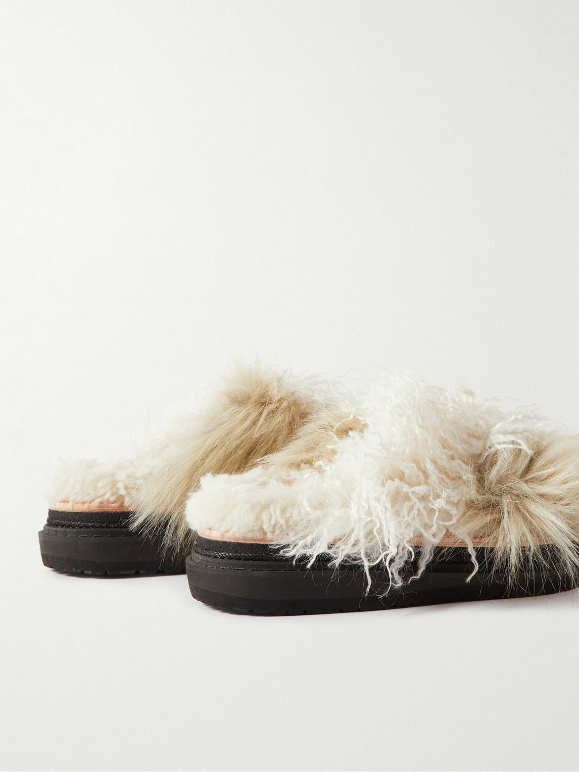 Sacai - Faux Shearling-Lined Faux Fur Slides - Neutrals Sacai
