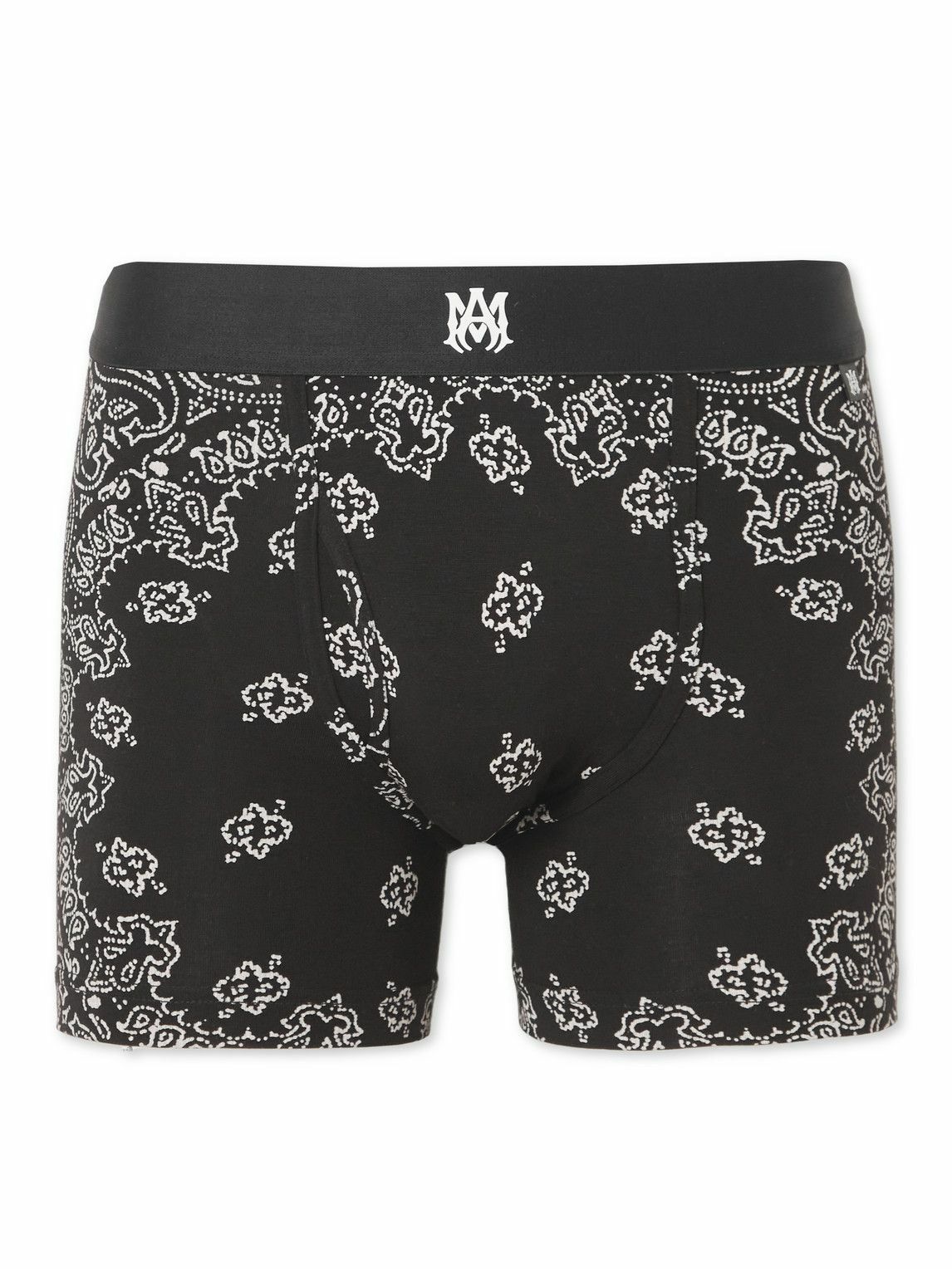 AMIRI - Printed Stretch Cotton and Modal-Blend Boxer Briefs - Black Amiri