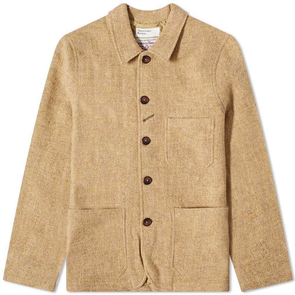Universal Works Men's Harris Tweed Bakers Chore Jacket in Sand ...