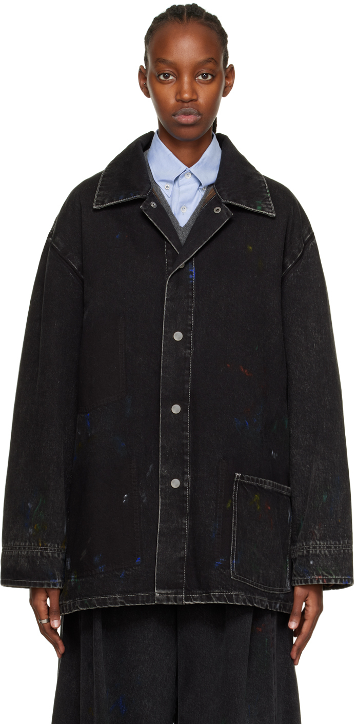 Maison Margiela Black Paint Splatter Denim Jacket Maison Margiela