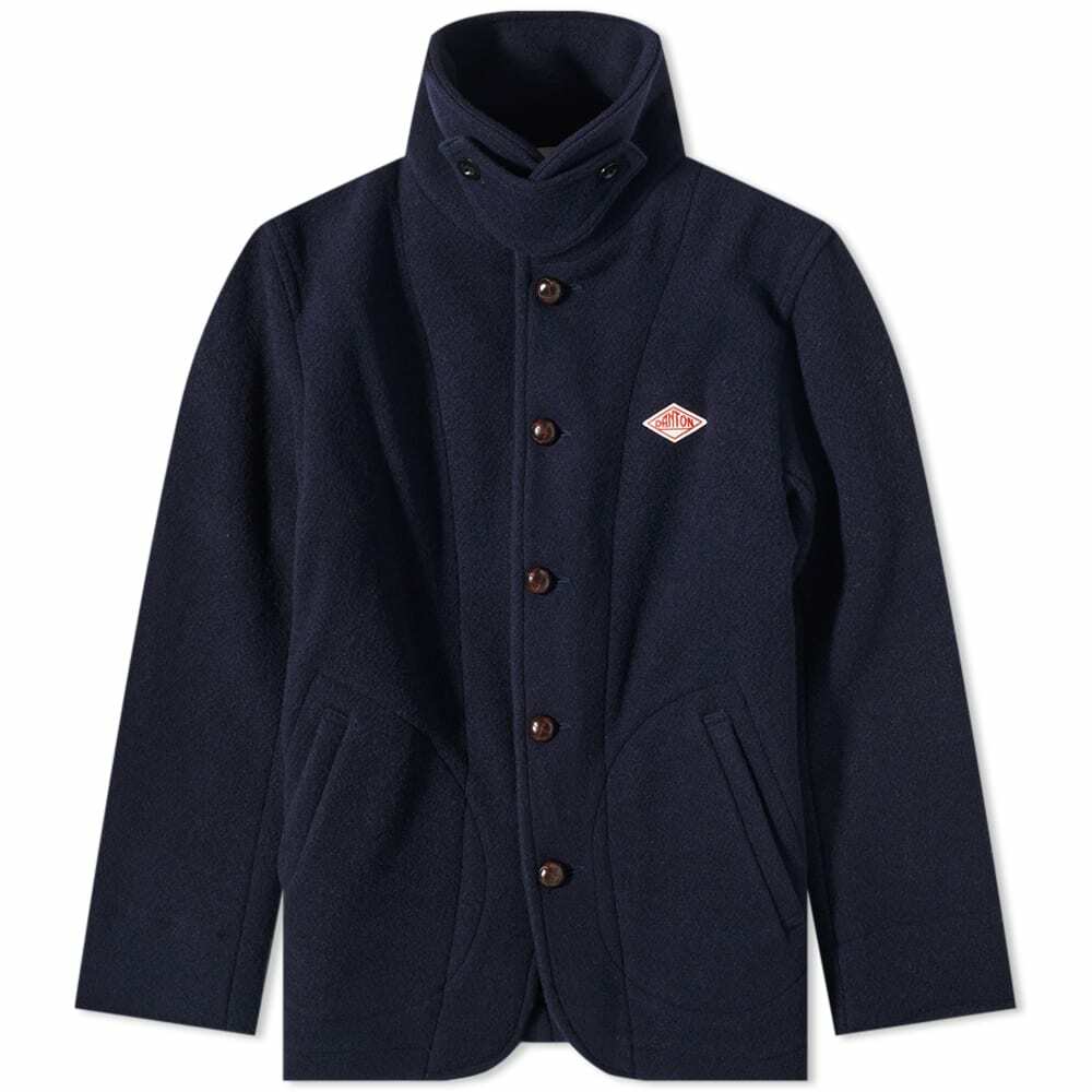 Danton Men's Round Collared Wool Jacket in Navy Danton