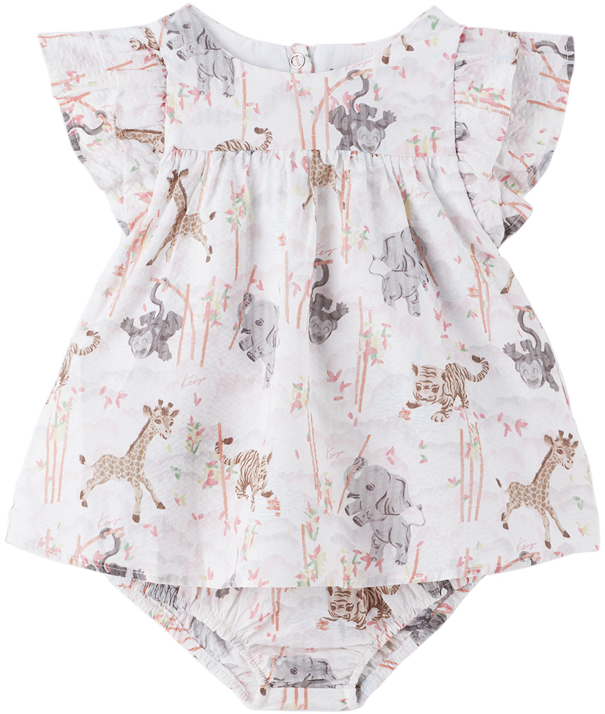 Kenzo Baby White Graphic Dress & Bloomers Set Kenzo