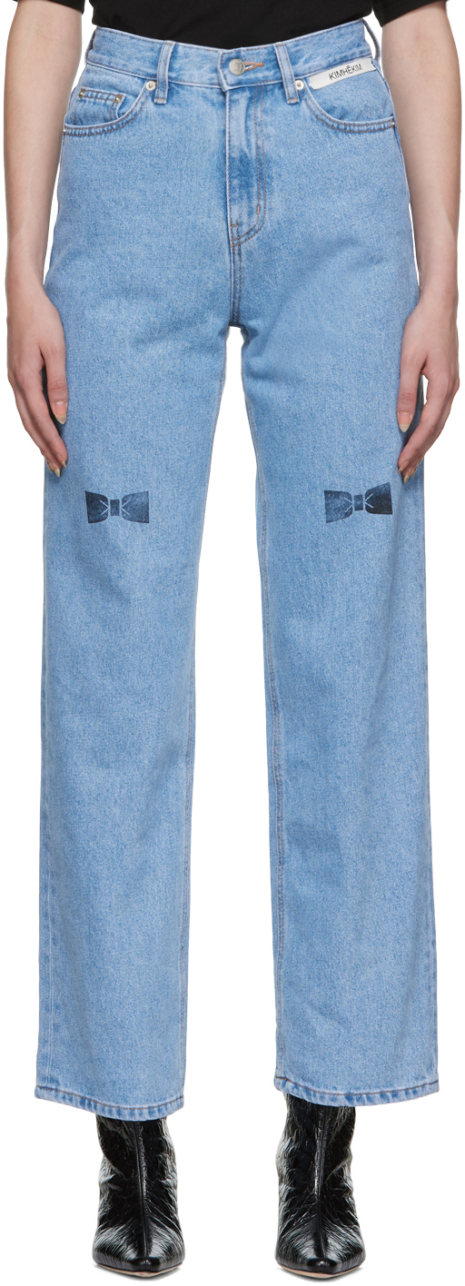 KIMHĒKIM Blue Bow Stamped Jeans KIMHĒKIM