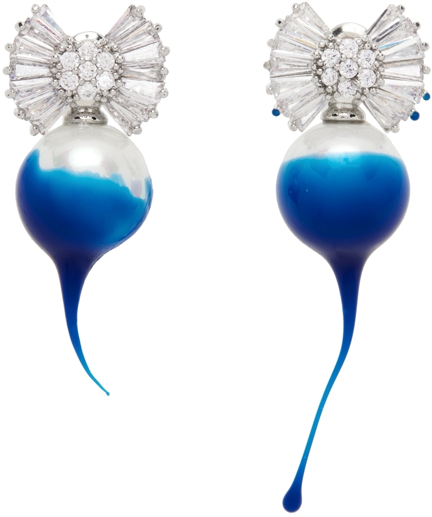 Ottolinger Blue Crystal & Pearl Dip Earrings Ottolinger