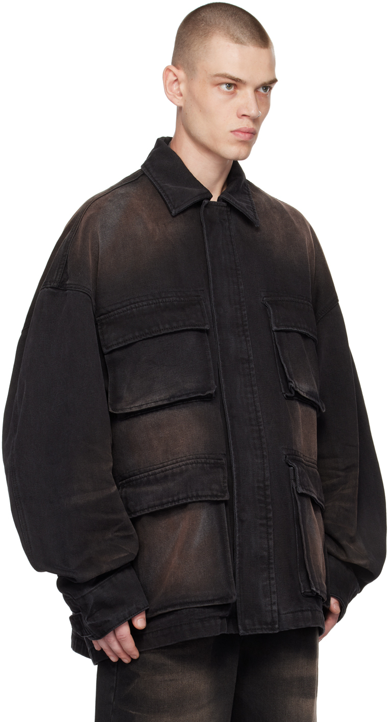 We11done Black Faded Denim Jacket We11done