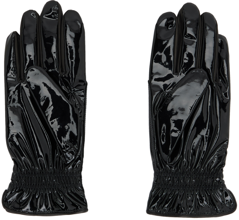 VTMNTS Black Patent Leather Gloves VTMNTS
