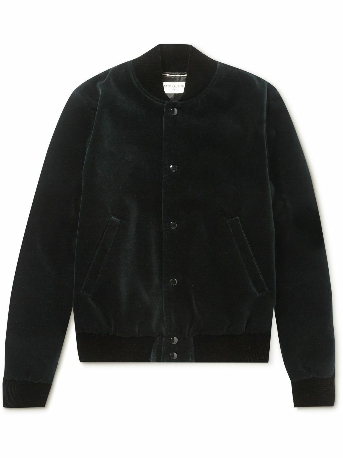 SAINT LAURENT - Teddy Logo-Embroidered Cotton-Velvet Bomber Jacket ...