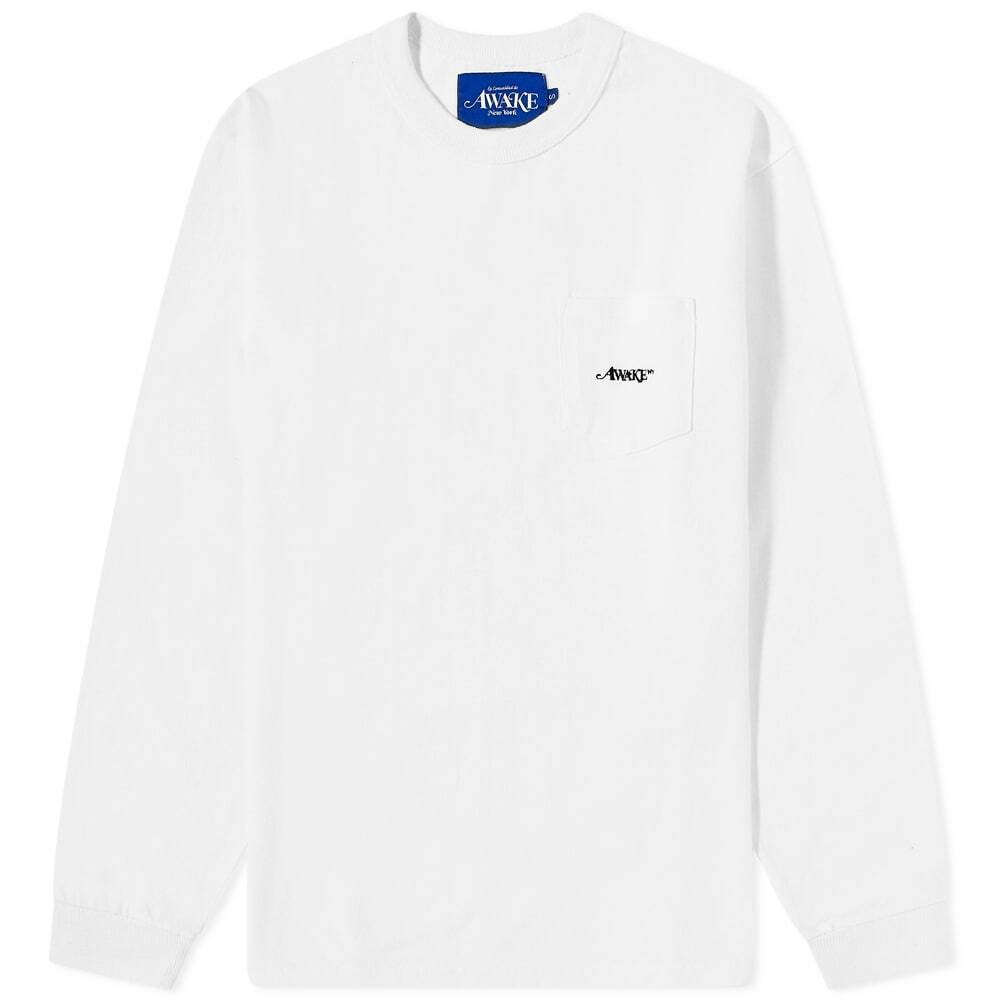 Awake NY Men's Long Sleeve Classic Logo Pocket T-Shirt in White Awake NY Awake NY Men's Long Sleeve Classic Logo Pocket T-Shirt in White Awake NY